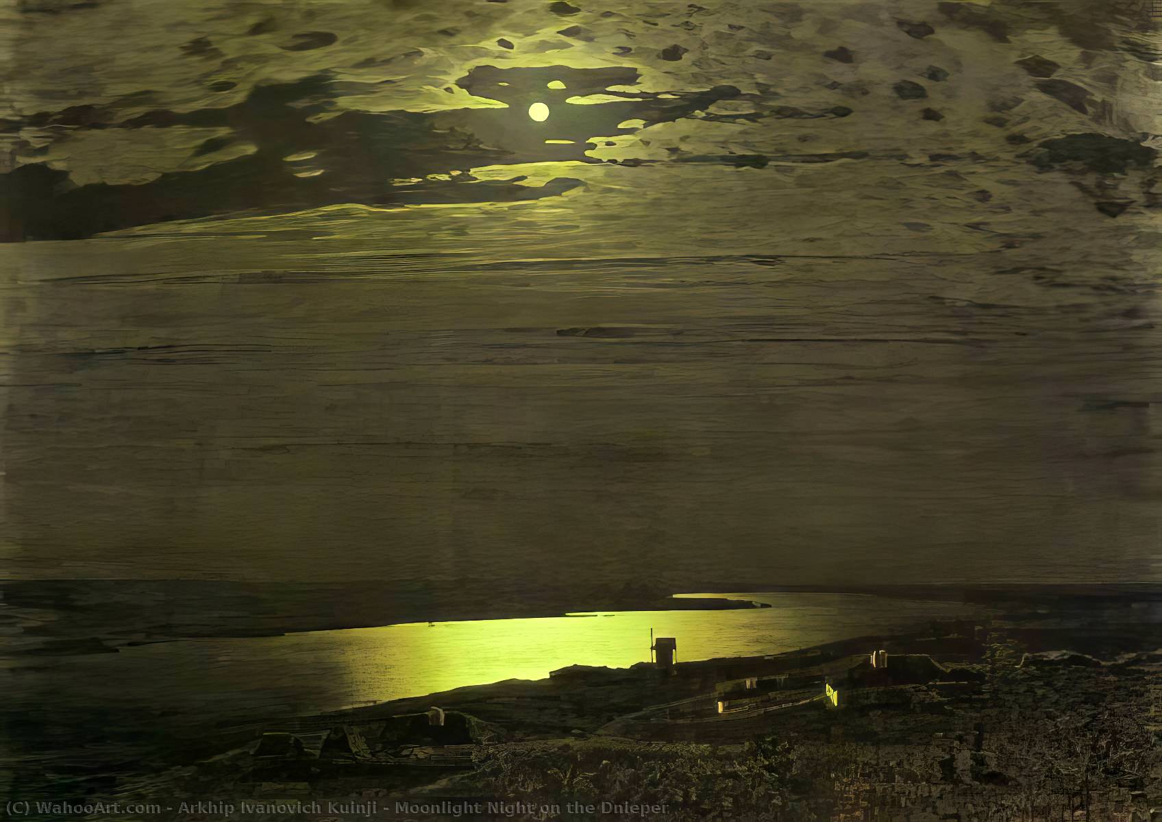 Kunstreproduktionen Mondlicht Nacht auf dem Dnieper, 1880 von Arkhip ...