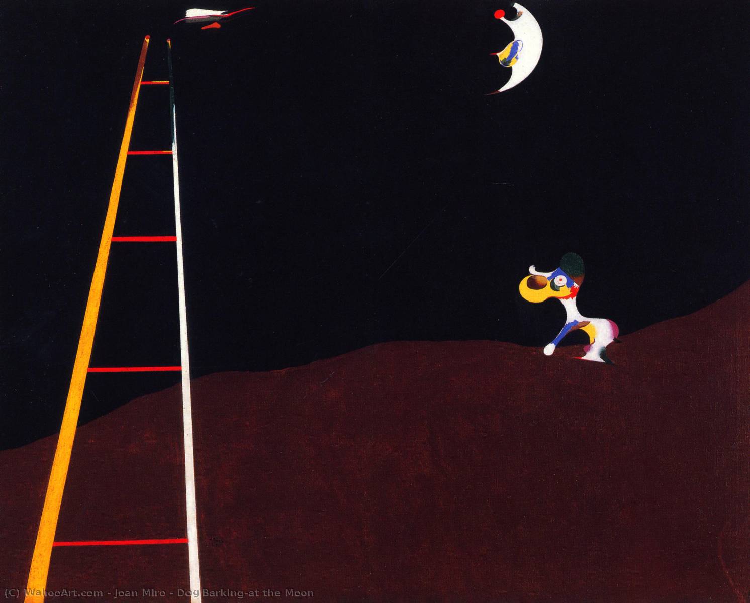 Kunstreproduktionen Dog Barking-at the Moon, 1926 von Joan Miro ...