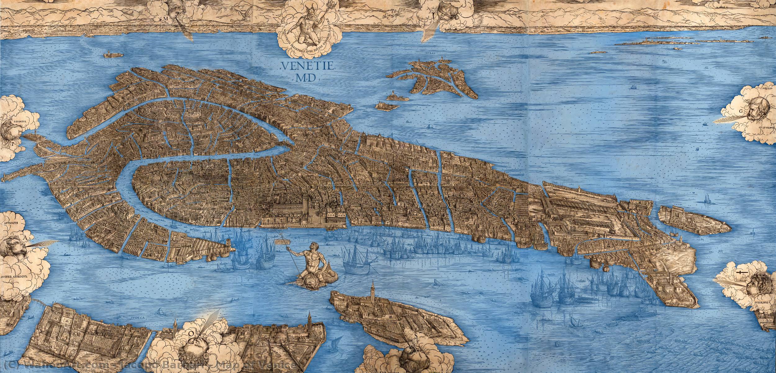 Gemälde Reproduktionen Karte von Venedig, 1500 von Jacopo Barbari (1460 ...